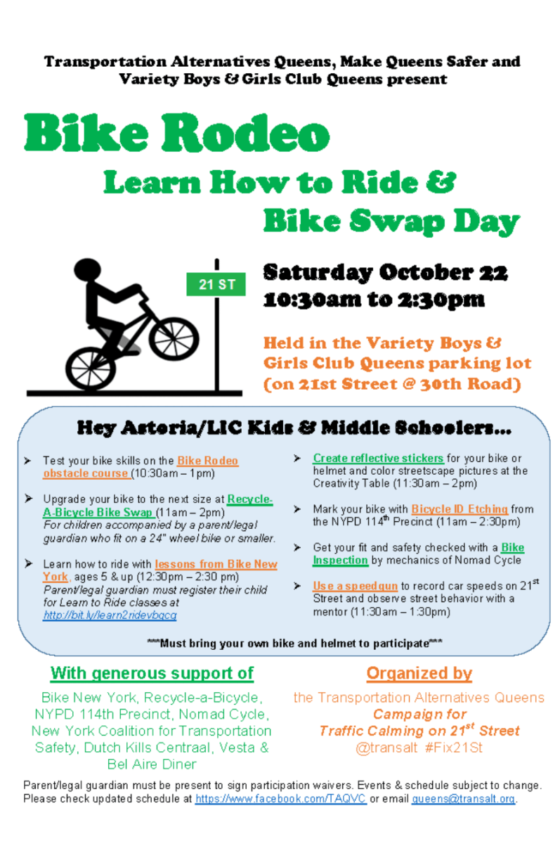 Bike Rodeo to Teach Kids Safety – Eastern Queens Greenway