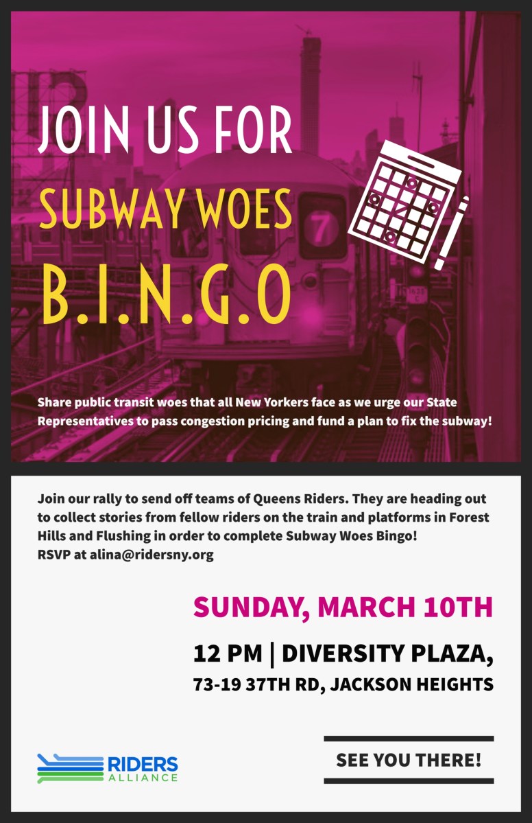 Join #FixTheSubway Subway Woes Bingo in Queens! – Eastern Queens Greenway